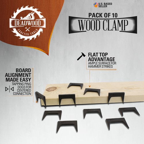 DCT Wood Clamps 1.5” Inch Pinch Dog 10-Piece Set Woodworking Glue Up ...