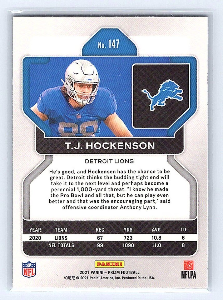 2021 Panini Prizm #147 T.J. Hockenson MT/NMT | eBay