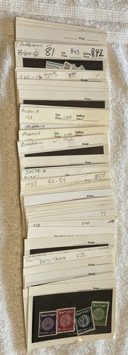 WORLDWIDE STAMPS on 50 DEALER 102 CARDS BALANCE OF CIGAR BOX ! | eBay