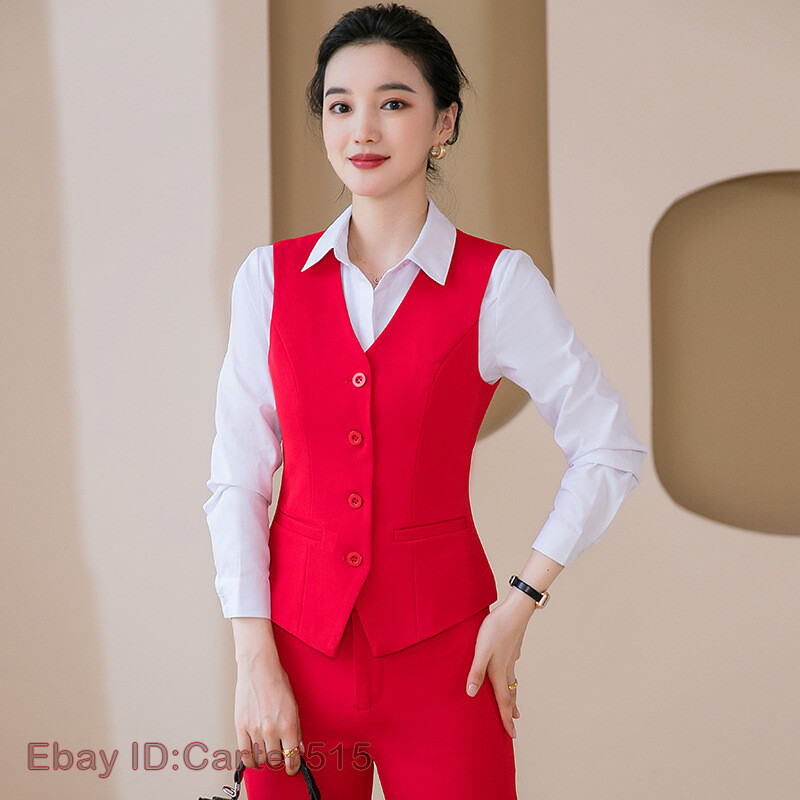 Women Formal Work Suits Vest Sleeveless Slim Fitted Solid Waistcoat ...