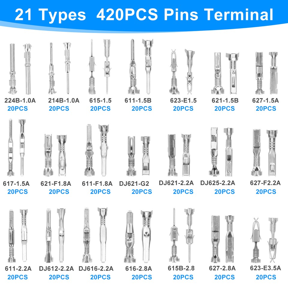 420PCS 21 Types Automotive Electrical Connector Pins Kit + Terminal ...