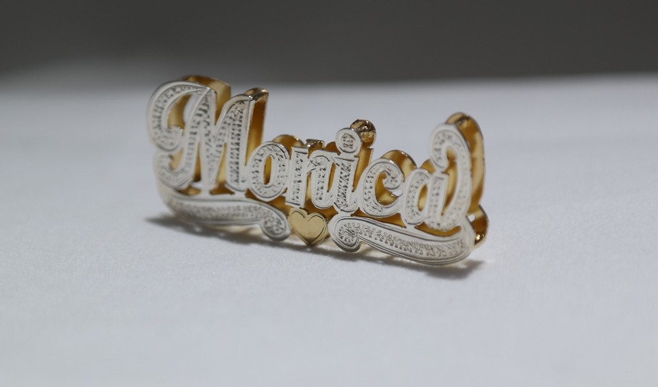 PERSONALIZED DOUBLE NAME PLATE (10k,14k,Fine Silver gold overlay) | eBay