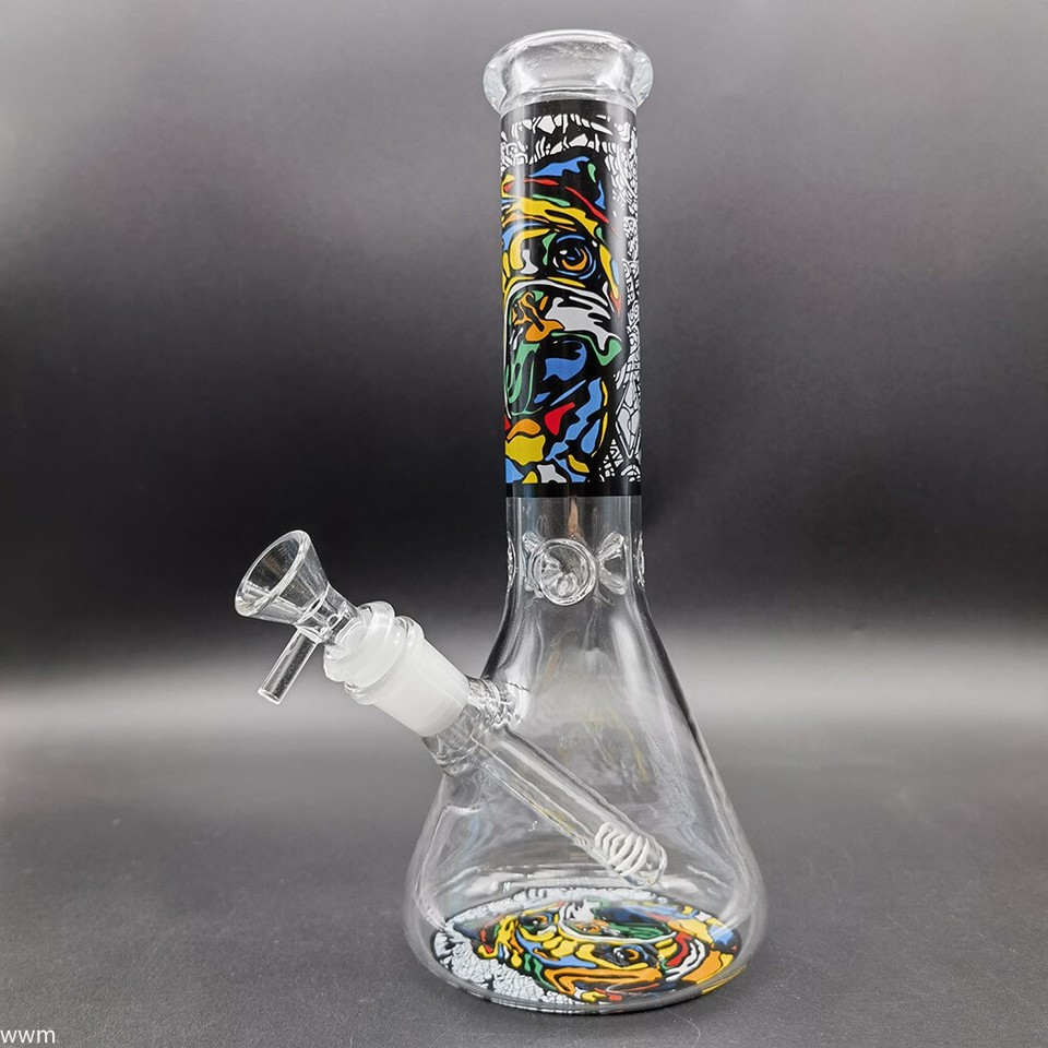 25cm Art Printed Glass Bong, Percolator Hookah Water Pipe for Smoking ...
