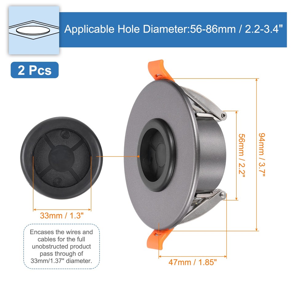 2Pack Cable Pass Port, Spring-Lock Cable Pass Through Port, Dark Gray ...