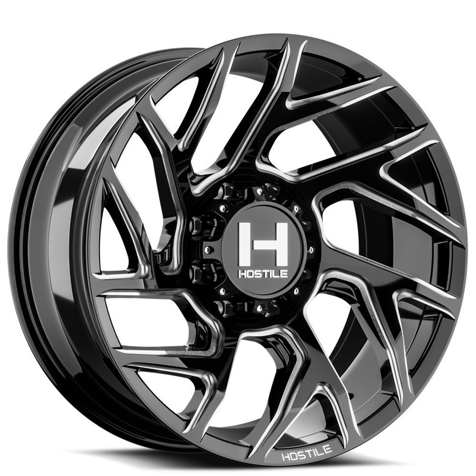 22x10" Hostile Wheels H141 Vortex Black Milled Off-Road Rims (4 pcs ...