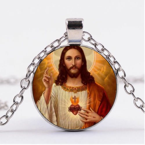SACRED HEART JESUS RELIGIOUS HOLY pendant Silver women men 20" Necklace ...