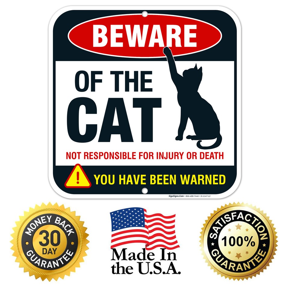 Beware of Cat Sign, Funny Attack Cat Sign, | eBay