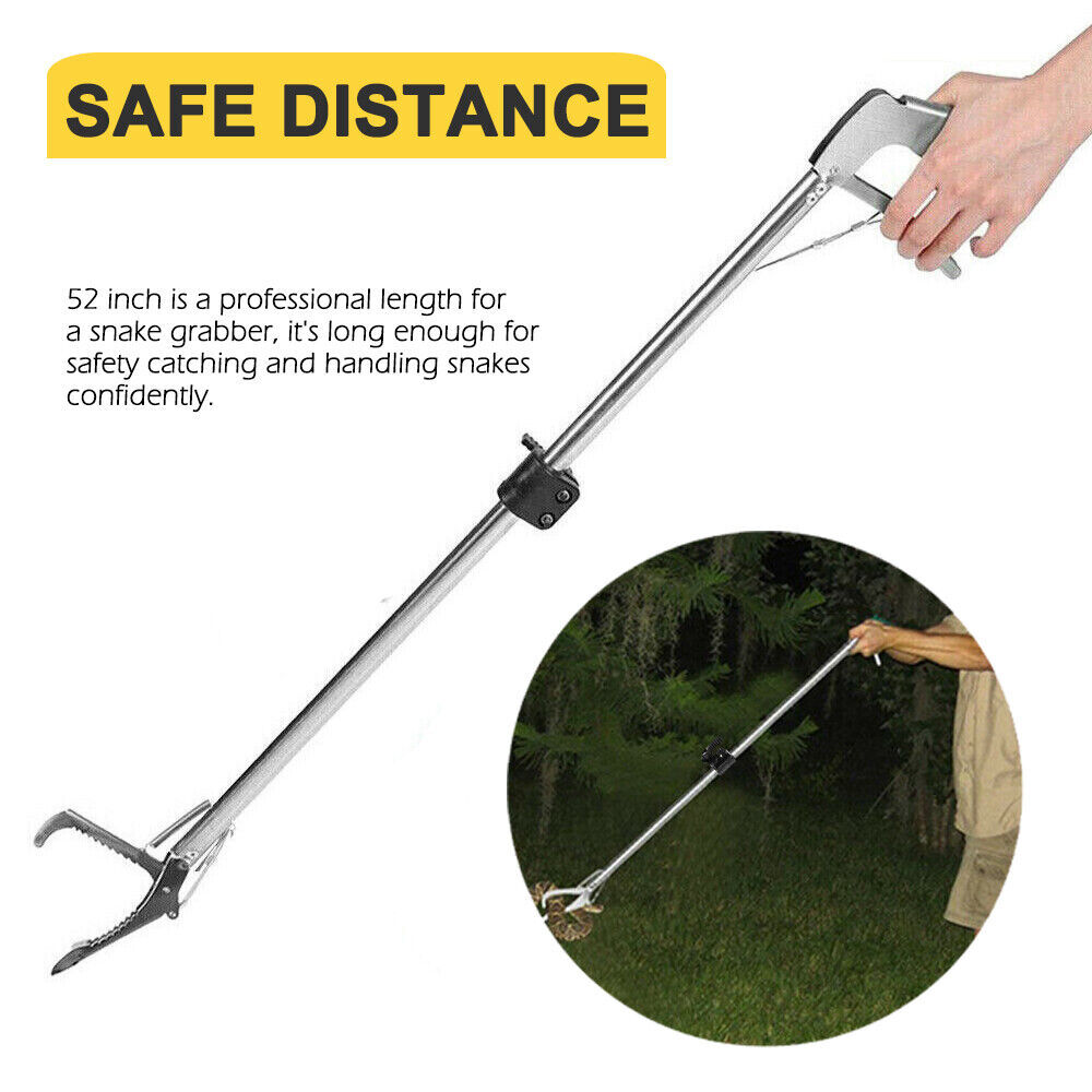 1.3m Stainless Steel Snake Tongs Grabber Catcher Wide Jaw Foldable ...