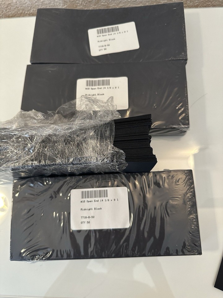 217 Black 70lb Envelopes 4 ⅛ x 9” SELF STICK for Invitations, Tri-fold ...