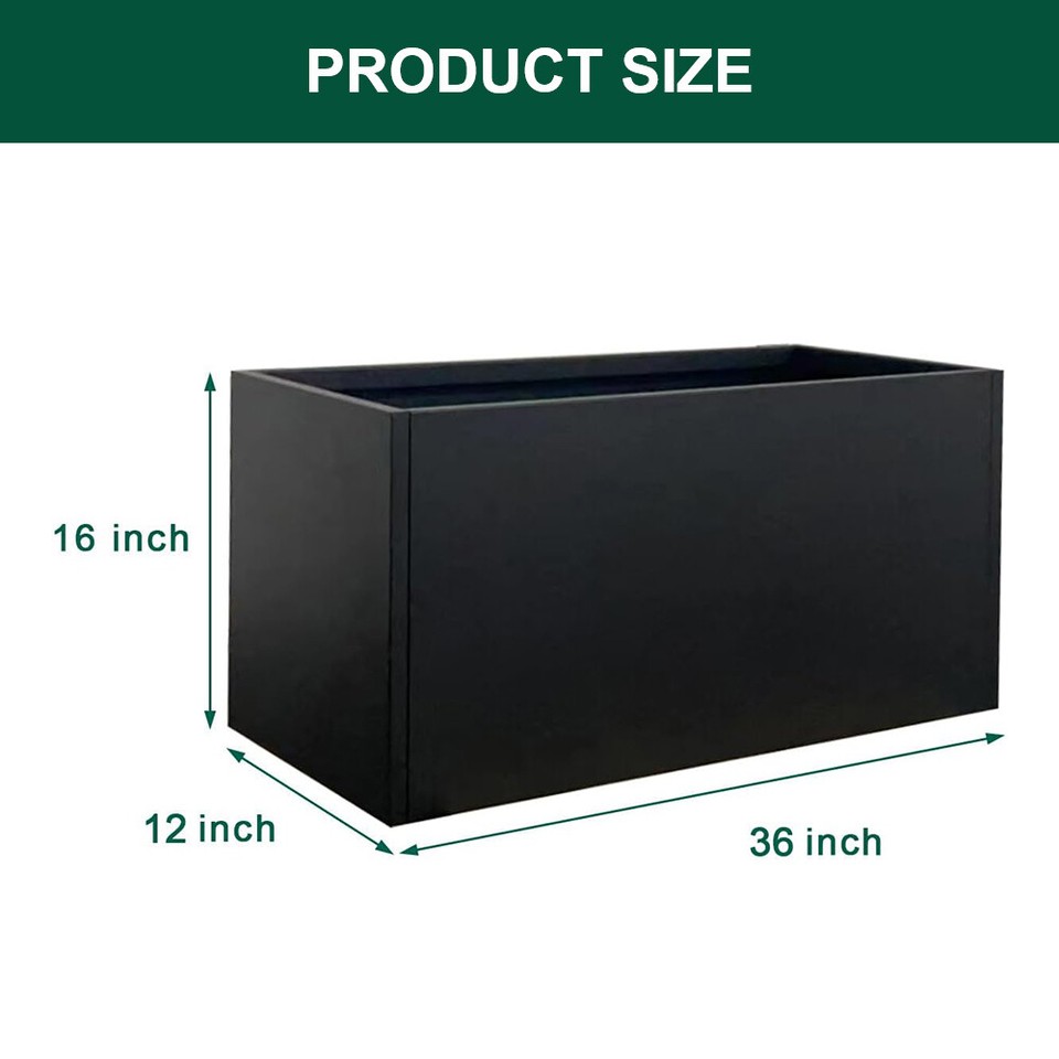 36"x12"x16" Galvanized Steel Planter Metal Rectangular Planters for ...