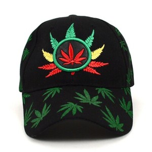 Weed Leaf Pot Cannabis Marijuana Pattern Black Adjustable Baseball Cap ...