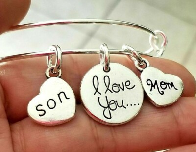 Silver Mother and Son Charm Bracelet Mom Gift from Son Mom Jewelry ...