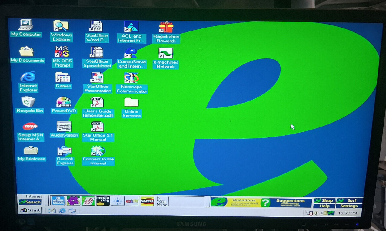 EMachines E monster 600 Intel Window 98 2nd Edition System W/Keyboard ...