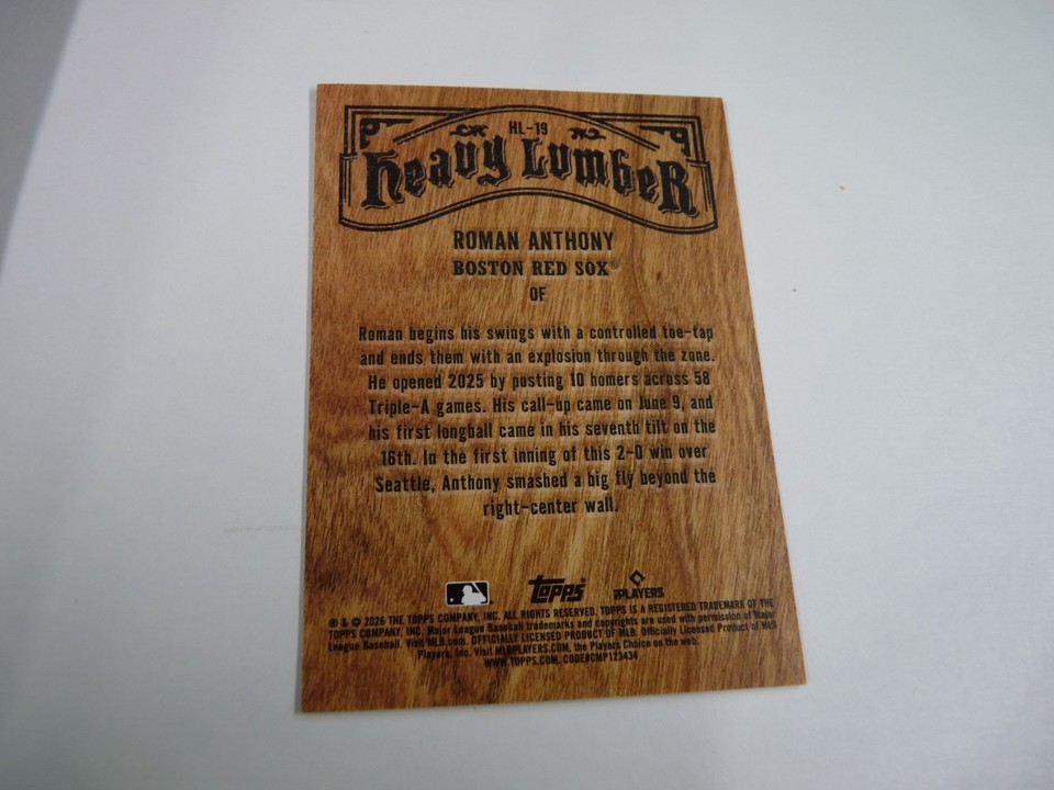 2026 TOPPS SERIES ONE HEAVY LUMBER ROMAN ANTHONY ROOKIE SSP CARD BOSTON ...