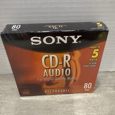 New Sealed Sony CD-R Audio Music 5 CDs Pack Recordable In Slim Jewel ...