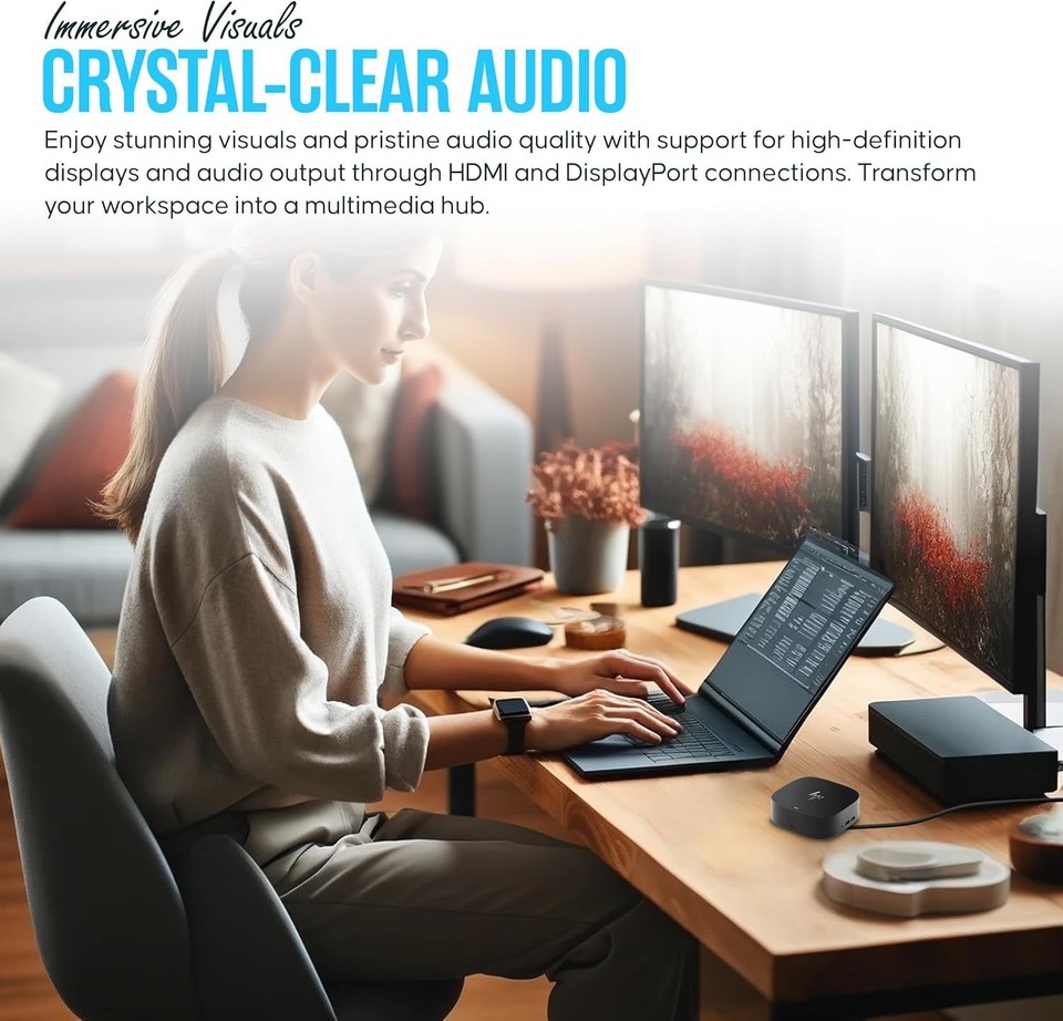 26D32AA HP USB-C Dock G5 - Docking Station for Laptop Dual Monitor and ...