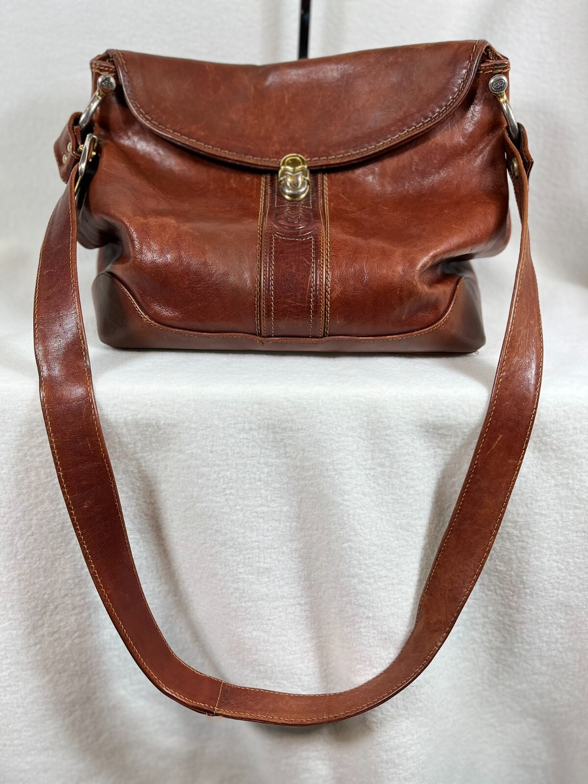 Authentic MARINO ORLANDI Brown Italian Leather Double handle Purse ...