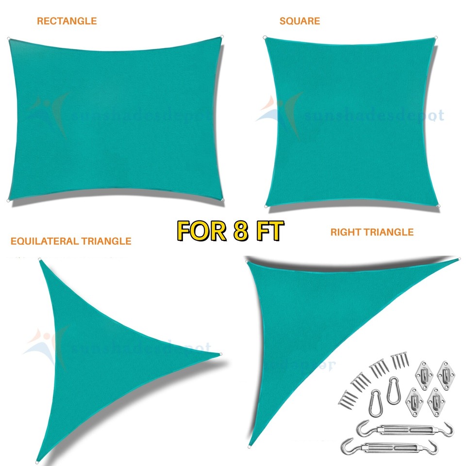 Sun Shade Sail Canopy Cover UV Block Turquoise Sunshade Yard Deck ...