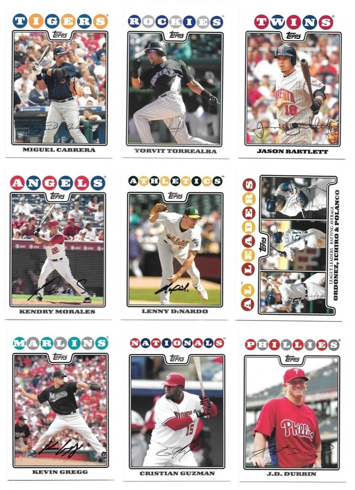 2008 Topps Baseball Trading Cards / Choose from list #s 1 - 250 / mb42 ...