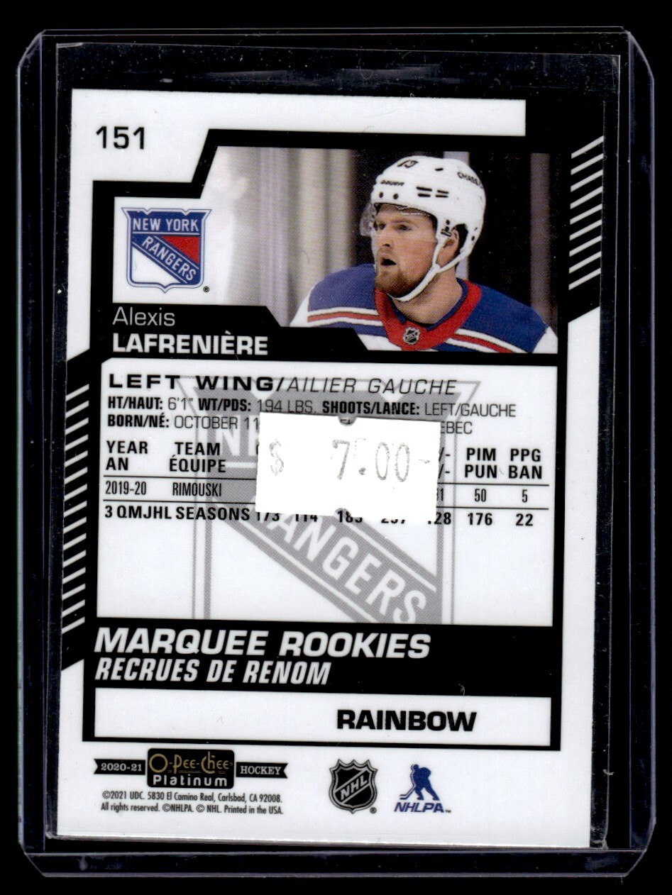2020-21 O-Pee-Chee Platinum Rainbow Rookie Alexis Lafreniere RC New ...
