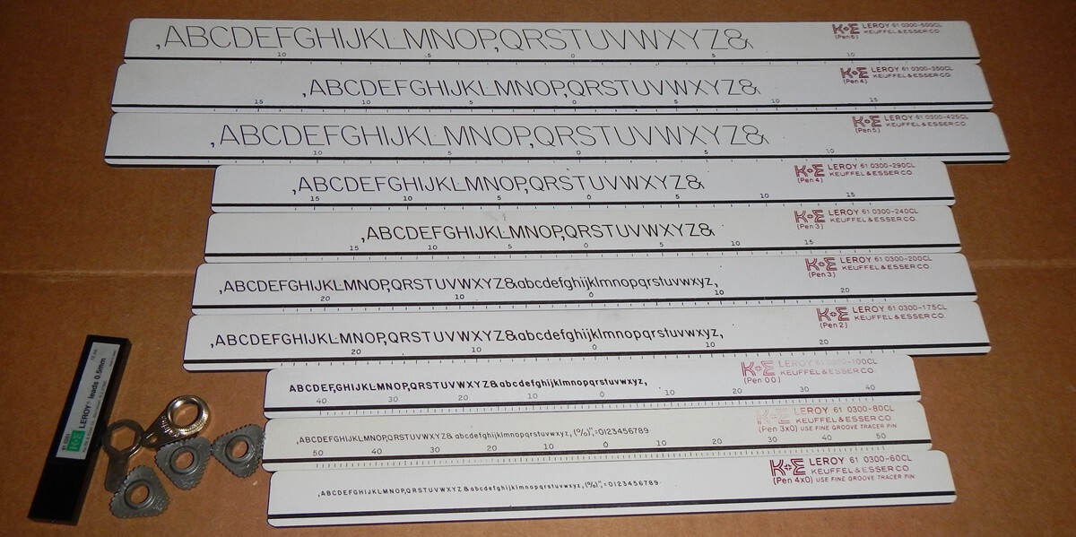 K & E Leroy Lettering Template Set Lot Vintage | eBay