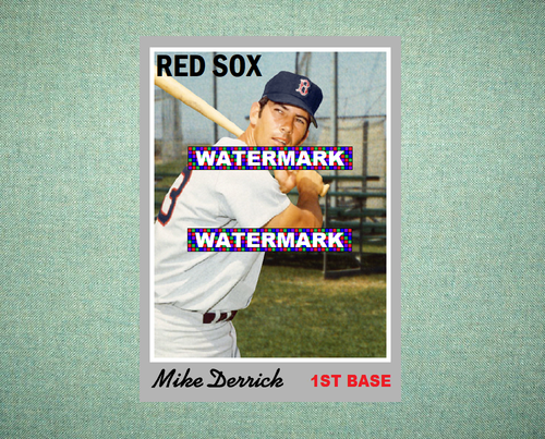 Mike Derrick Boston Red Sox 1970 Style Custom Baseball Art Card | eBay