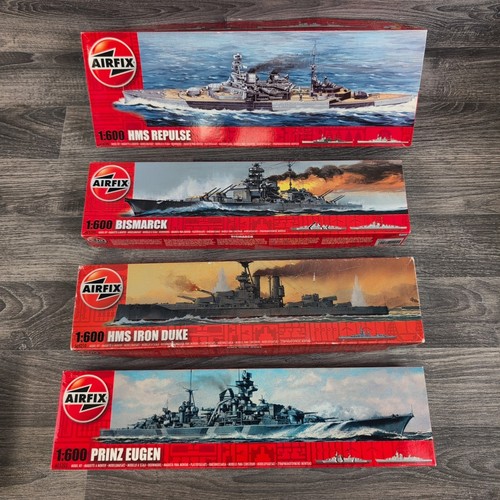 Airfix 1/600 Warship Model Bundle HMS Repulse, Iorn Duke, Bismarck ...