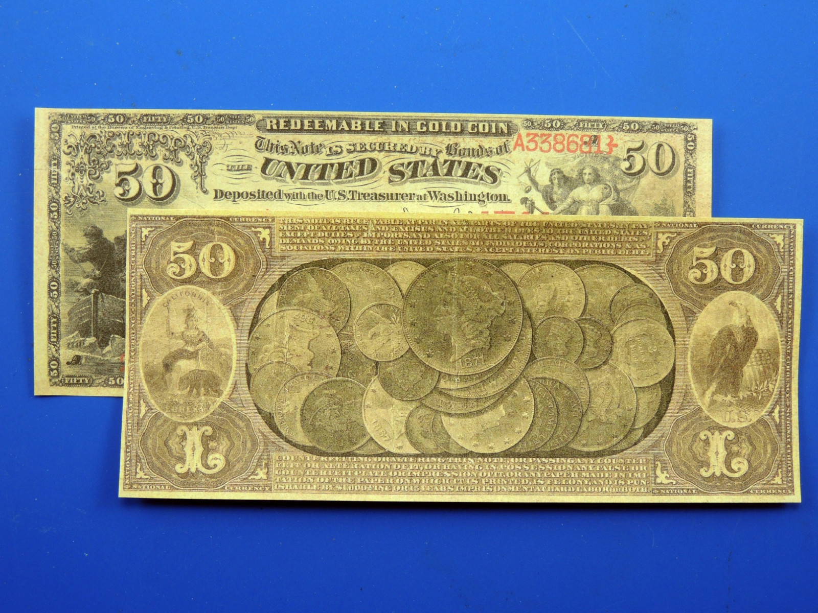 Reproduction $50 1875 National Gold Bank Note US Paper Money Currency ...