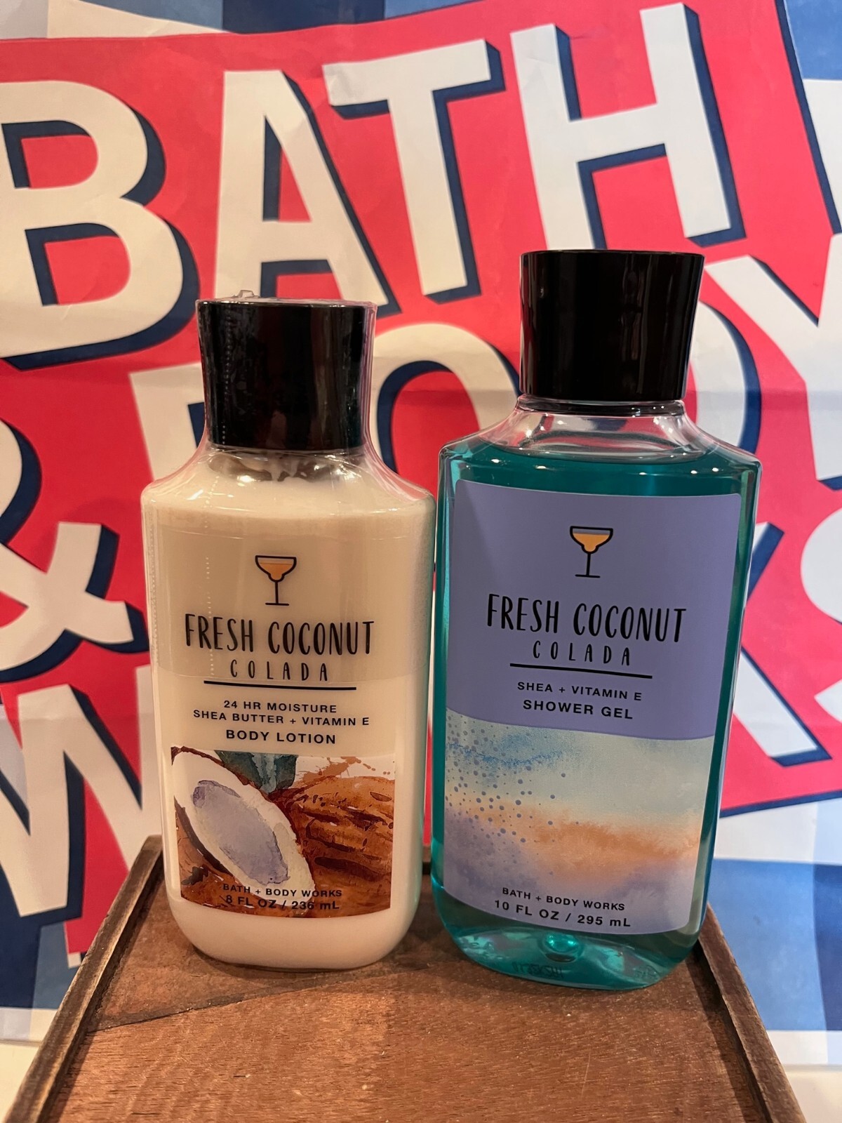 Bath & Body Works FRESH COCONUT COLADA Body Lotion Shower Gel Set of 2 ...