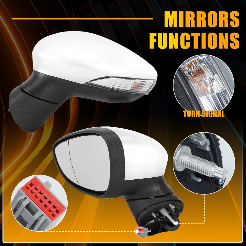 Left N/S White Door Wing Mirror Electric Heated For Ford Fiesta MK7 ...