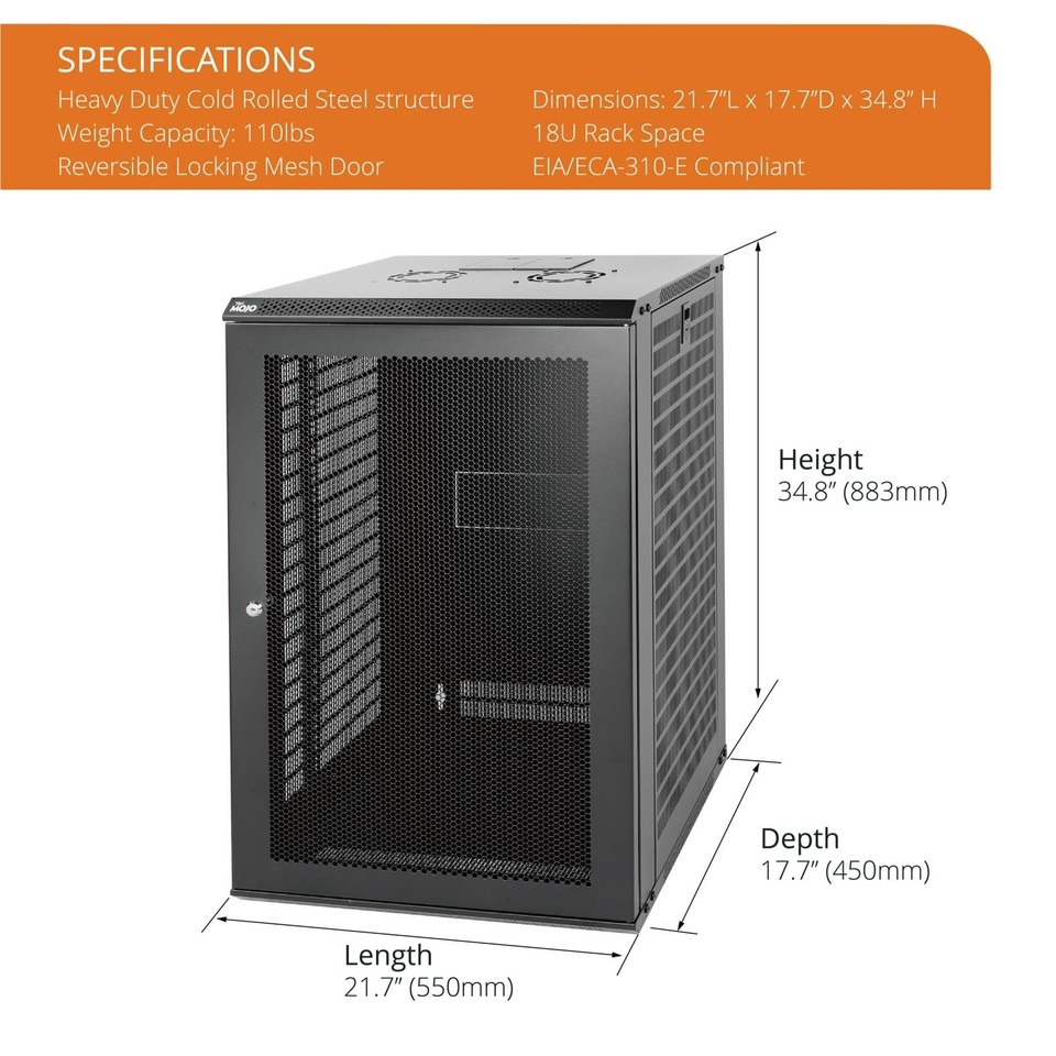 18U Wall Mount Rack Network Cabinet for 19" IT Equipment,with Lockable ...