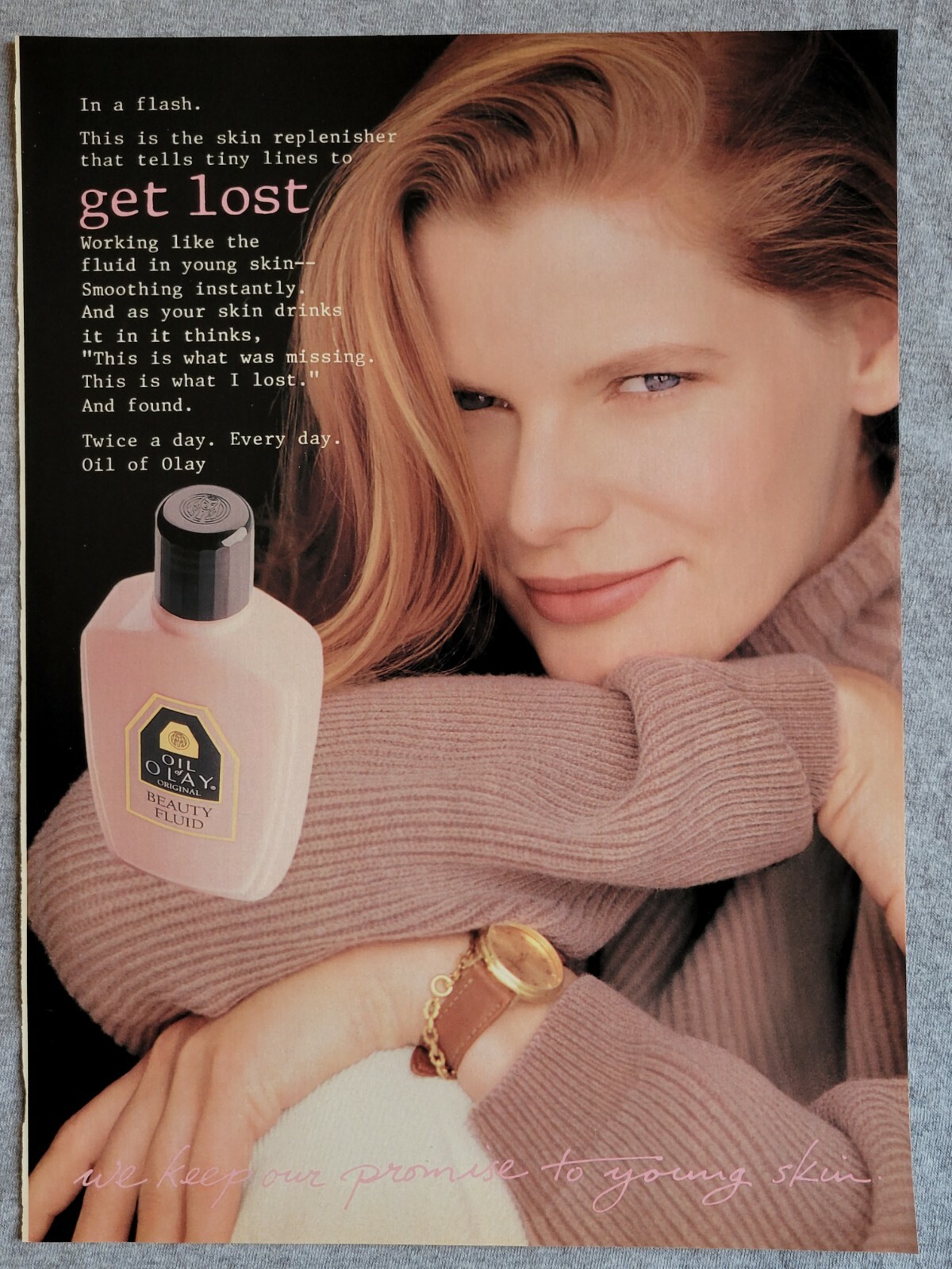 1992 Magazine Advertisement Page Oil Of Olay Beauty Fluid Red Head ...
