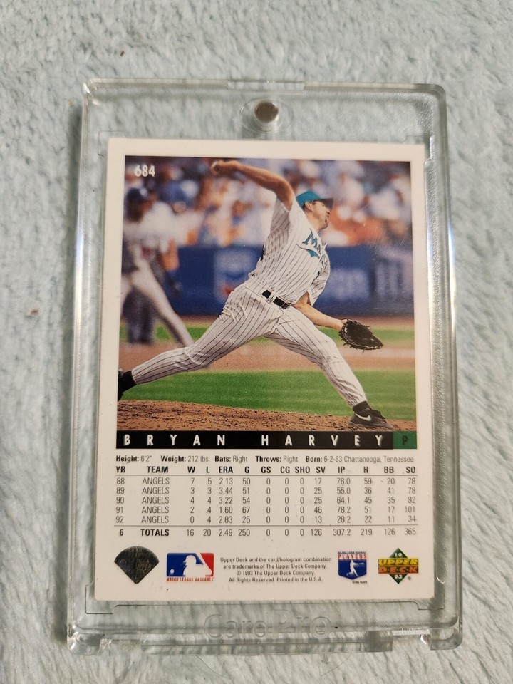 1993 Upper Deck #684 Bryan Harvey Auto Signed Autographed Baseball Card ...