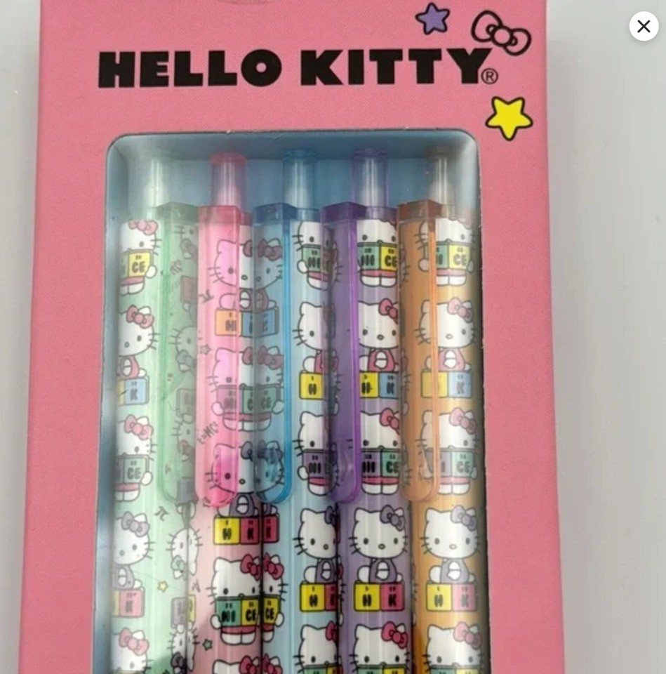 2024 Sanrio Hello Kitty 5 Gel Pens Science Rules Box Set Colored Ink ...