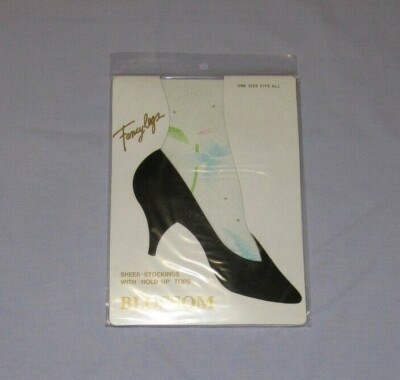 FANCY LEGS BLOSSOM WHITE ELASTICATED HOLD UP TOPS SHEER STOCKINGS NEW ...