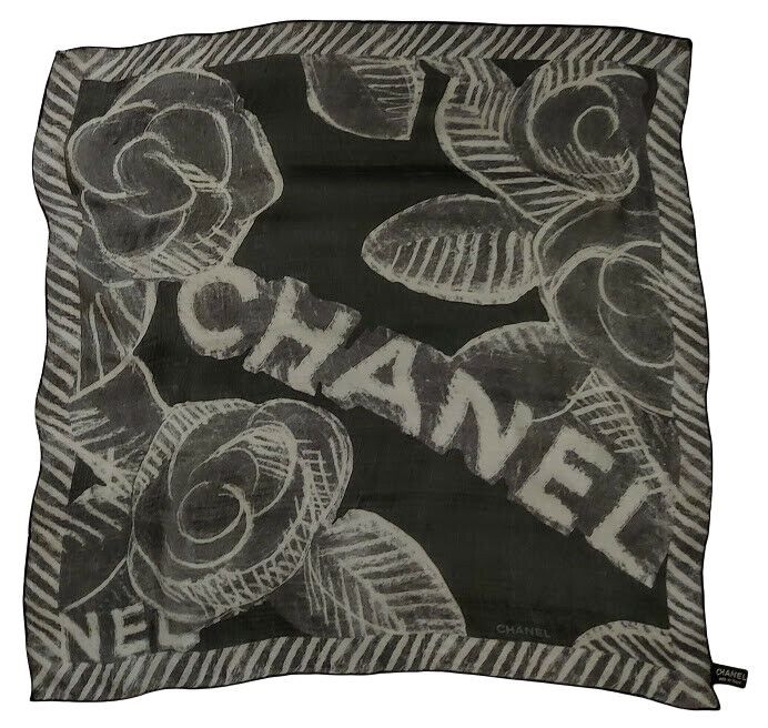 ️CHANEL Mesh Silk Scarf Handkerchief Camellia,CC,ONLY ONE IN EBAY! | eBay