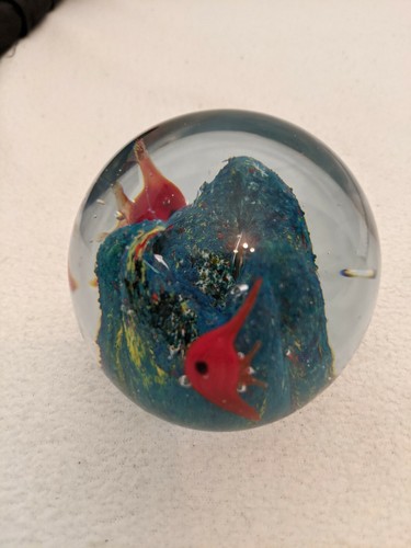 Ann Primrose Paperweight Swimming Fish & Mountains 3.5" Vintage Heavy ...