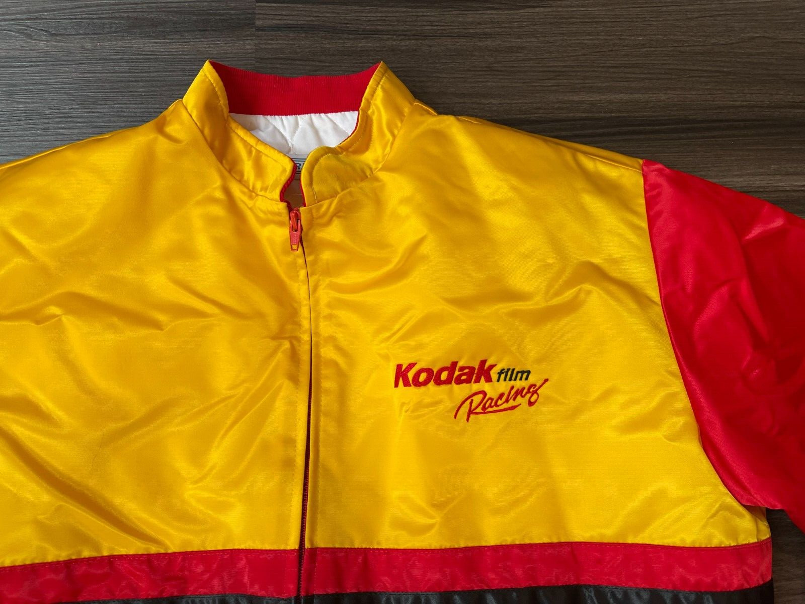 VTG KODAK FILM RACING JACKET Satin Bomber Mens L 1980… - Gem
