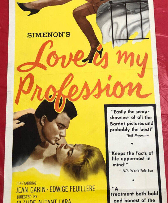 LOVE IS MY PROFESSION INSERT MOVIE POSTER 1959 BRIGITTE BARDOT JEAN ...