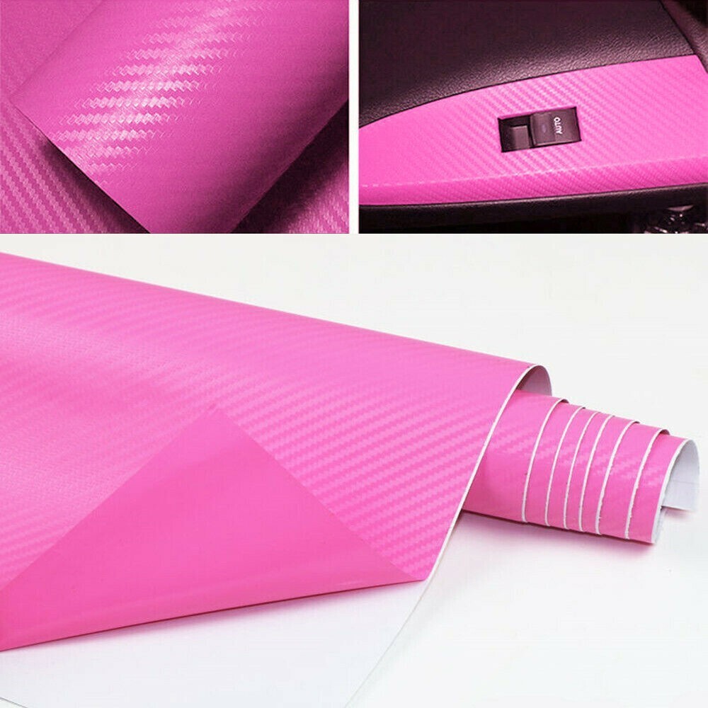 50x12inch Cool Car Center Console Carbon Fiber Wrap Sticker Decal Pink ...