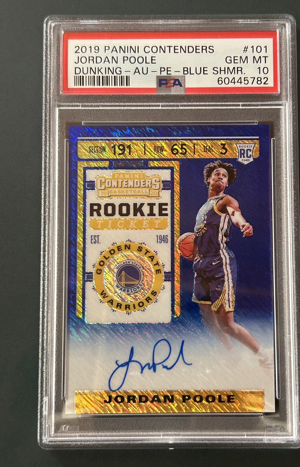 2019-20 Contenders Jordan Poole Rookie Auto Blue Shimmer Sealed RC #/20 ...