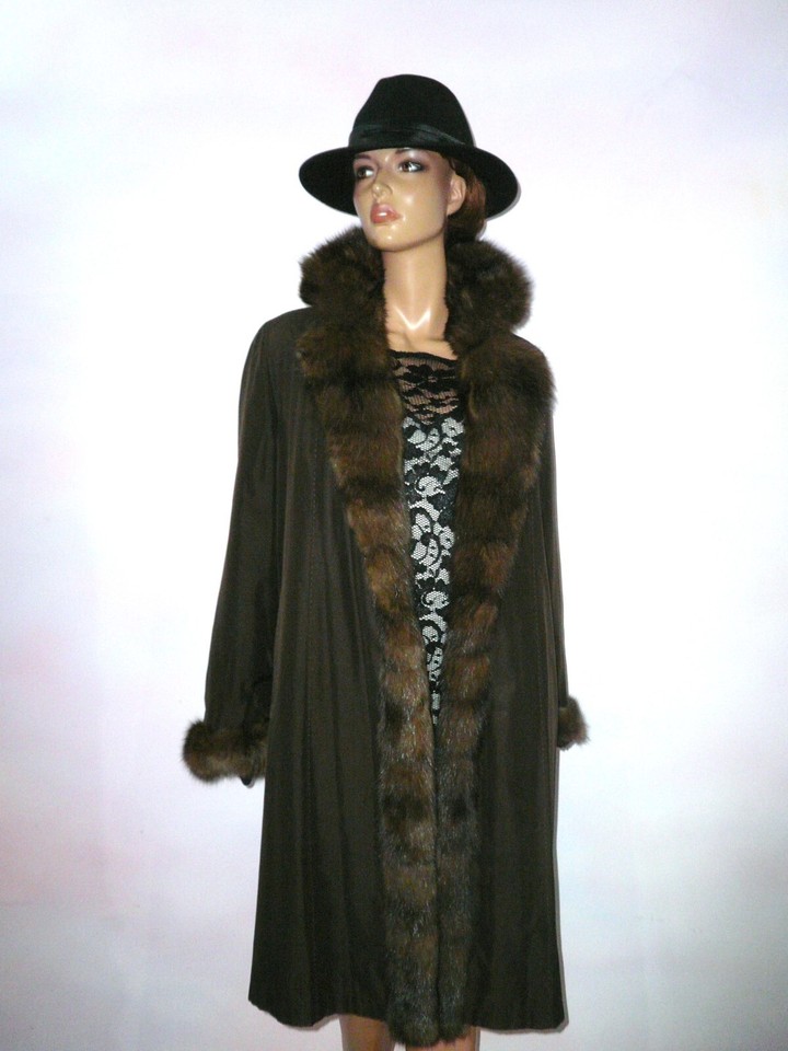 Real Russian Sable Fur and Sheared Weasel Reversible Silk Coat Jacket ...