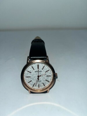 Volako Wristwatch Black Band Rose Gold Tone Round Face | eBay