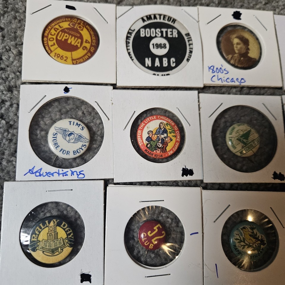 Lot of 48 Antique and Vintage Pinback Buttons Variety of Themes | eBay