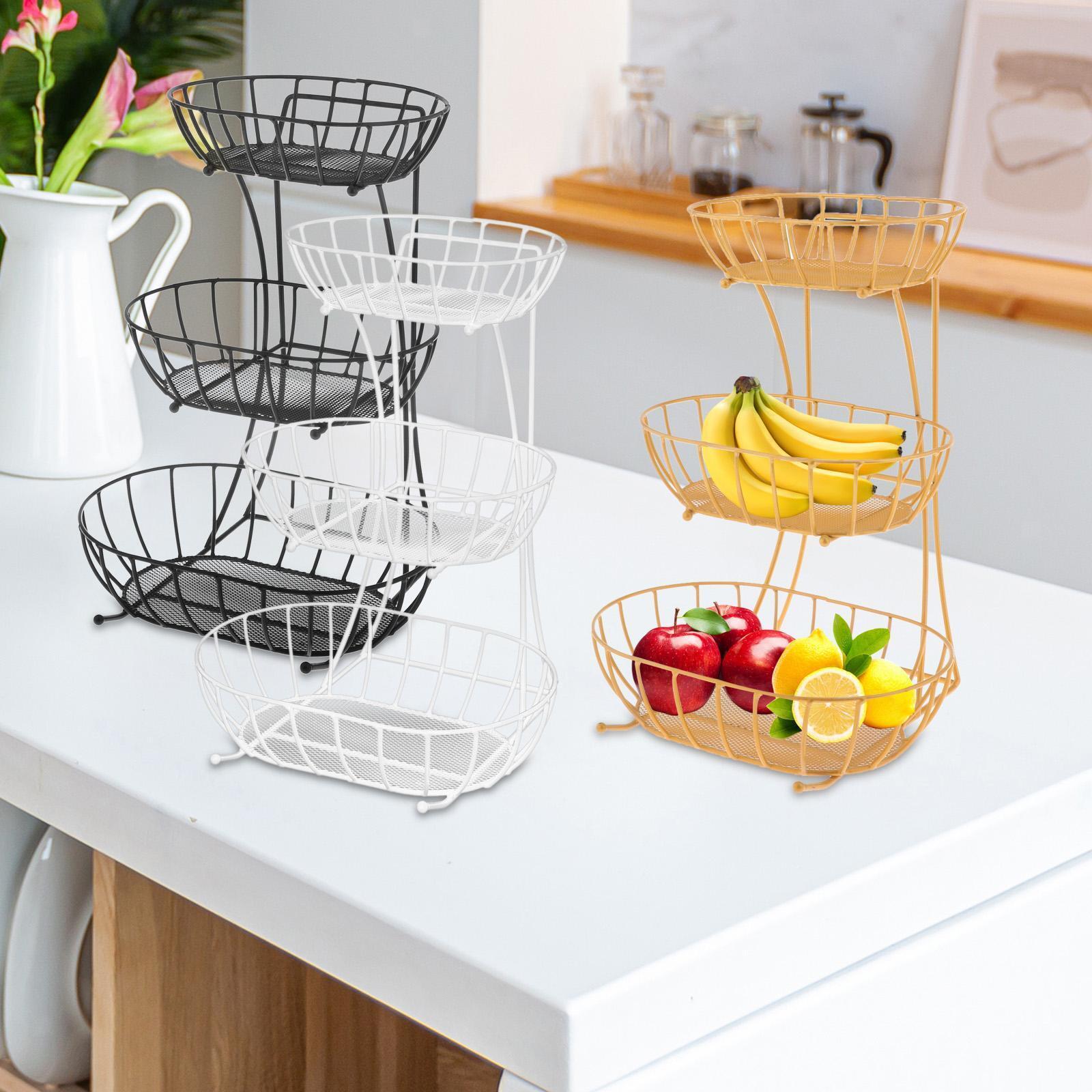 3 Tiered Fruit Basket Space Saving Party Countertop Vegetables Storage ...