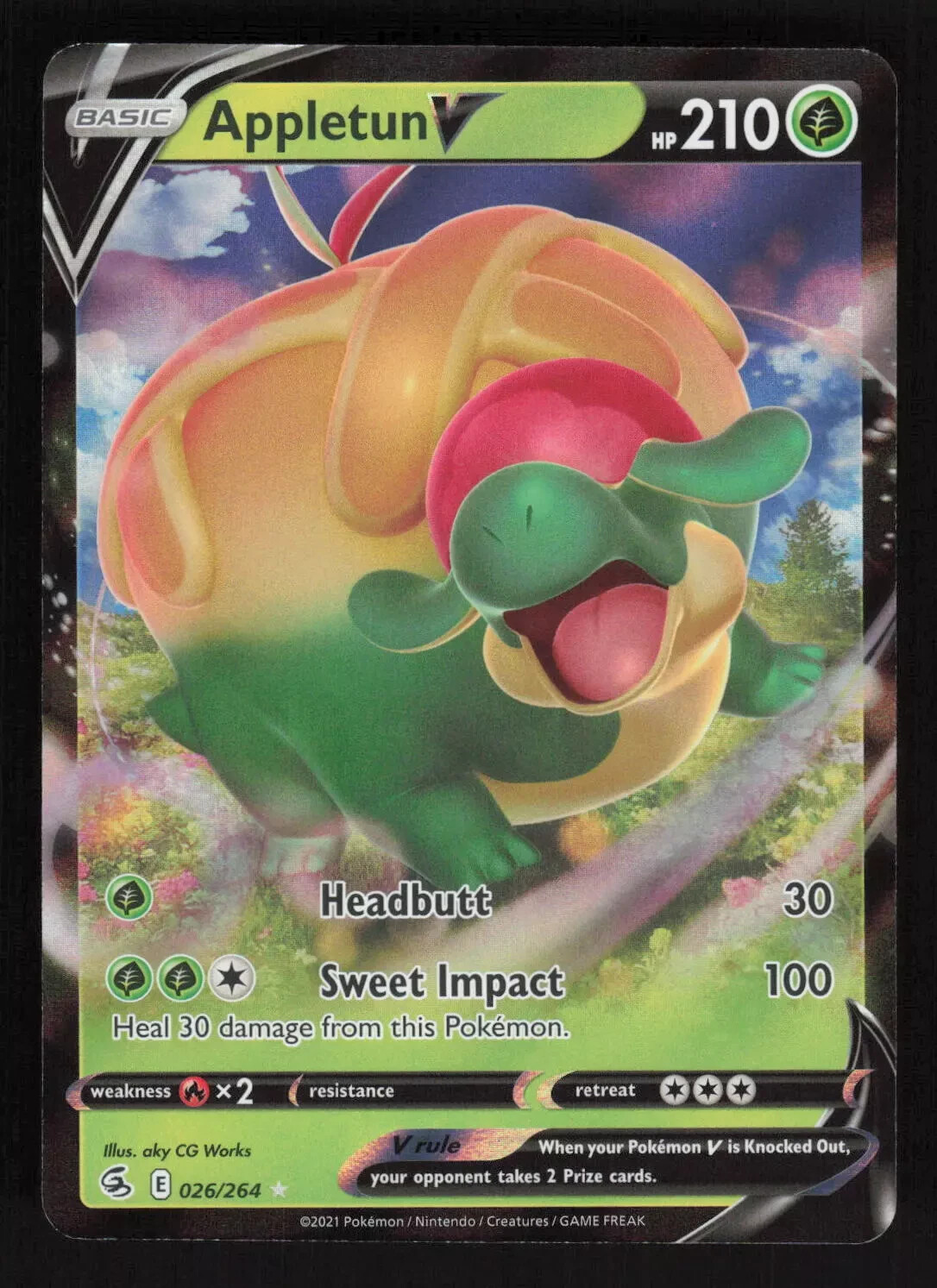 Pokemon SWSH08: Fusion Strike #26/264 Appletun V Holo Foil Card TCCCX ...