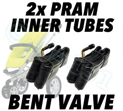 2 x PRAM INNER TUBES BENT VALVE SIZE 10 inch x 2" Jane Powertwin with ...