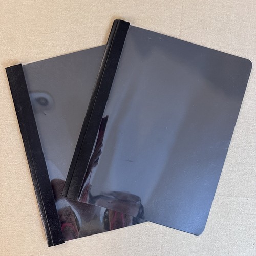 2X-Clear Plastic Front Folders Prongs Black Back Report Covers Term ...