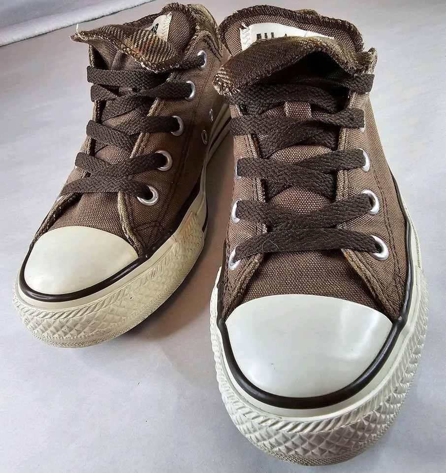 Converse All Star Chuck Taylor Brown Plaid Fold Down Low Top Sneakers ...
