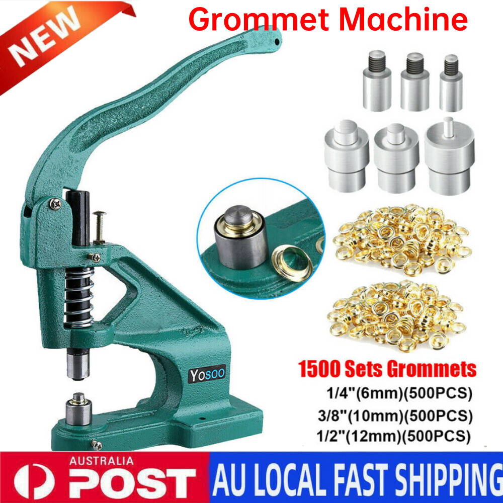 1500x Grommets Grommet Eyelet Hole Punch Machine Hand Press Tool 3 Dies ...